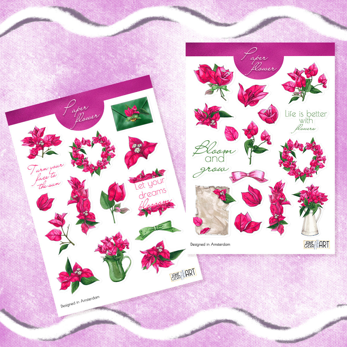 Bougainvillea flower planner stickers – Art Bujo Stickers